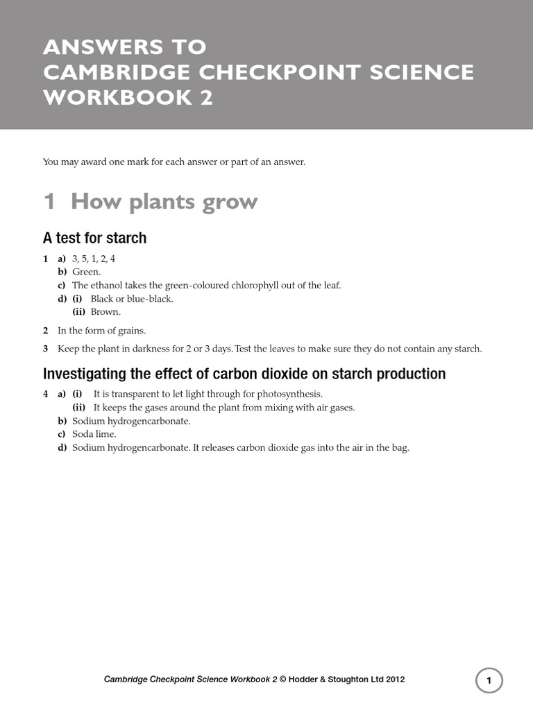 Answers To The Cambridge Checkpoint Science 2 | PDF | Respiratory ...