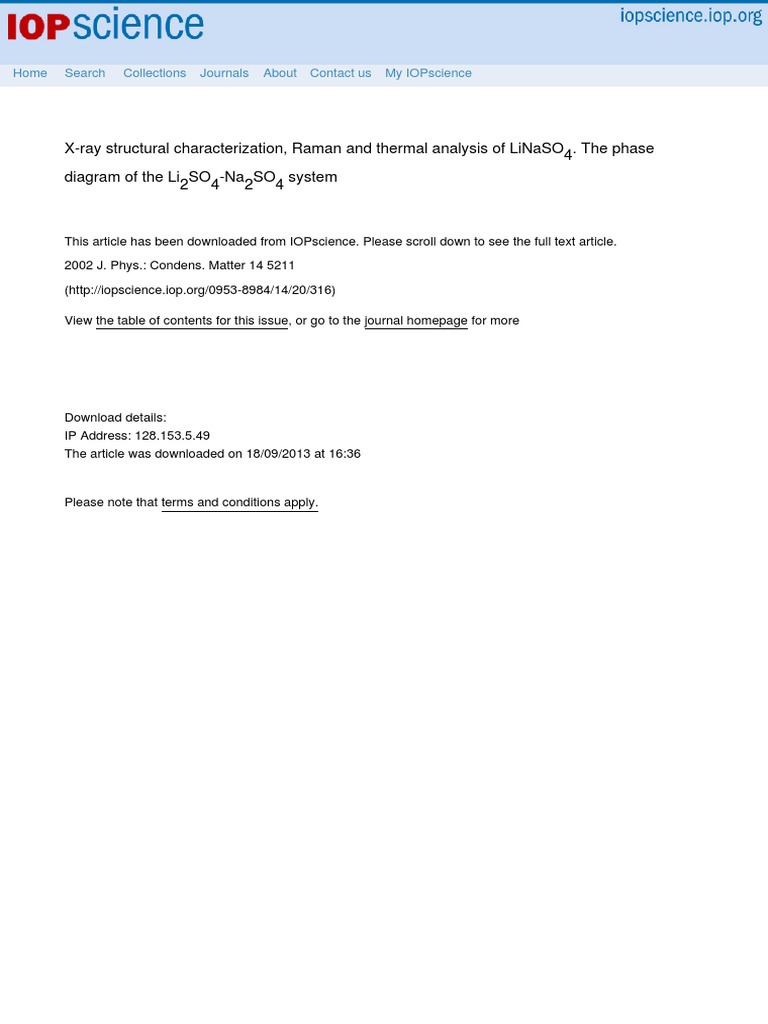 Li2 (SO) 4 Na2SO4 | Descargar gratis PDF | Cristalografía de rayos X ...