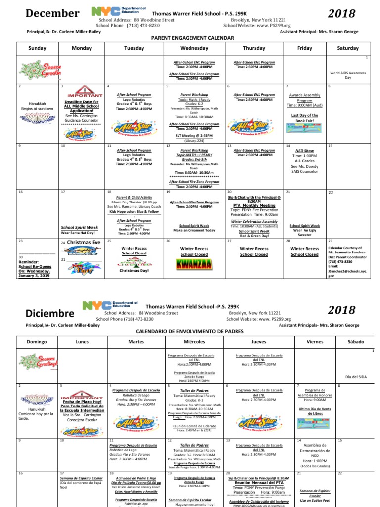 December Parent Engagement Calendar | PDF | Wellness | Medical
