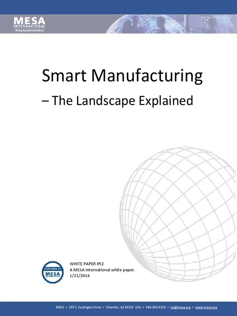 MESA White Paper 52 - Smart Manufacturing - Landscape Explained | PDF ...