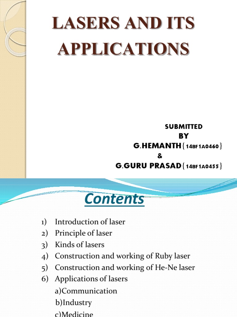 Laser & Its Applications in Engineering | PDF | Laser | Emission Spectrum