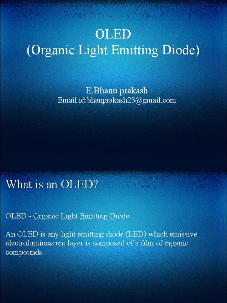 Oled (Organic Light Emitting Diode) : E.Bhanu Prakash | PDF | Oled | Cathode