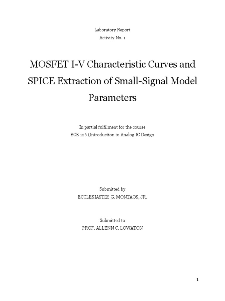 Mosfet I-V Characteristic Curve Laboratory | PDF | Mosfet | Field ...