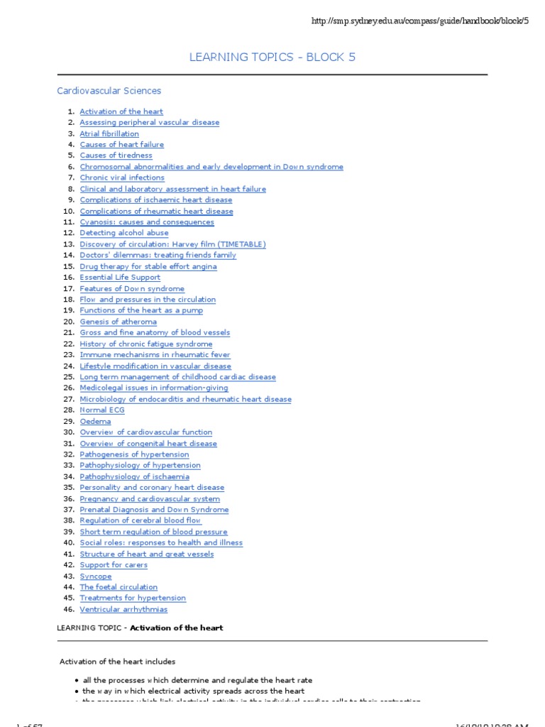 Cardio Learning Topics Block 5 | Download Free PDF | Heart | Myocardial ...