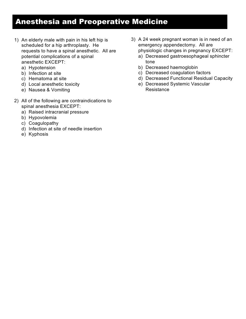 Anesthesia Mcqs | PDF