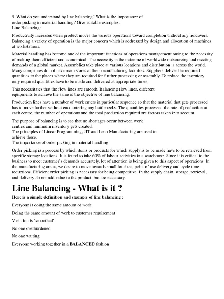 Line Balancing What Is It ? | PDF | Business Process | Production And ...