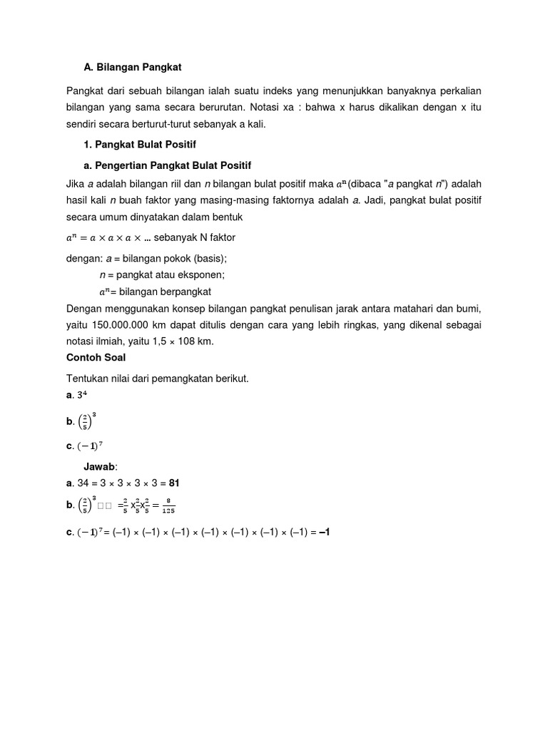 Bilangan Pangkat Contoh Soal Dan Penyele | PDF
