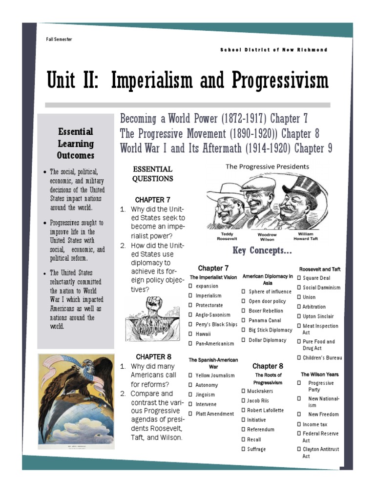 Ush Unit 2 Handout 2018 | PDF | Progressivism | William Howard Taft