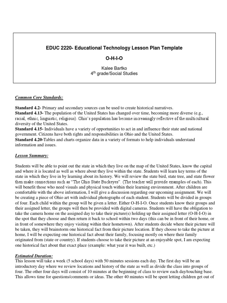 Ohio Social Studies Lesson Plan | PDF | Education Theory | Change