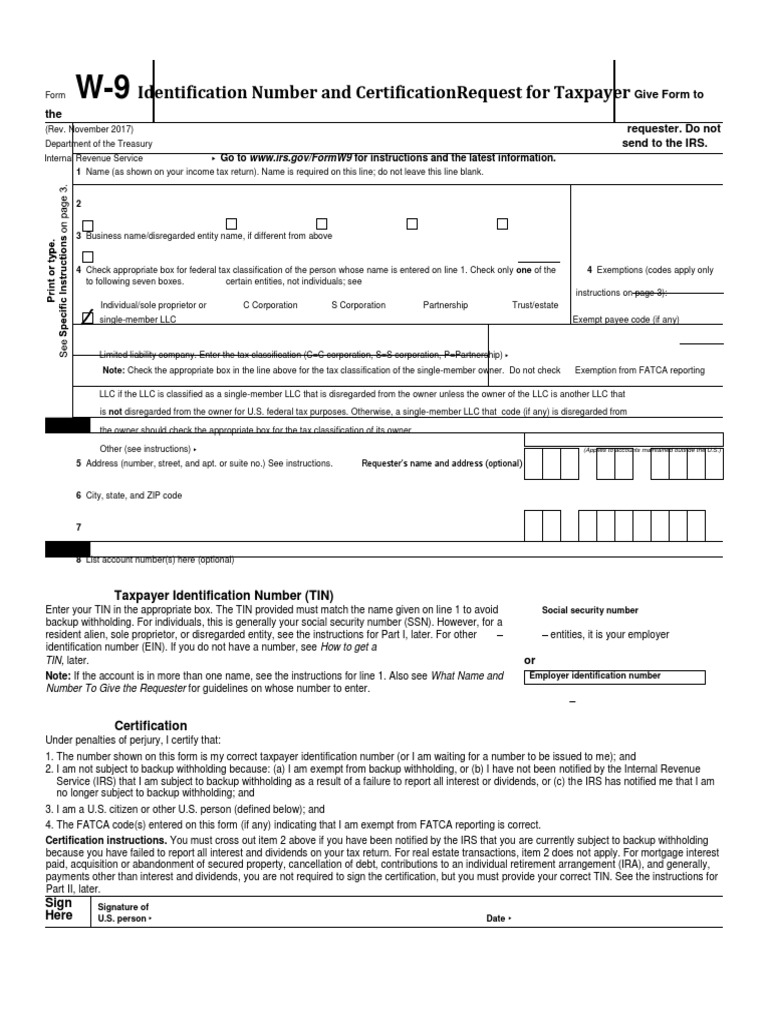 W9 Blank Form | PDF | Withholding Tax | Irs Tax Forms