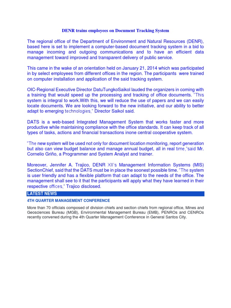DENR Document Tracking System Training | PDF | Management Information ...