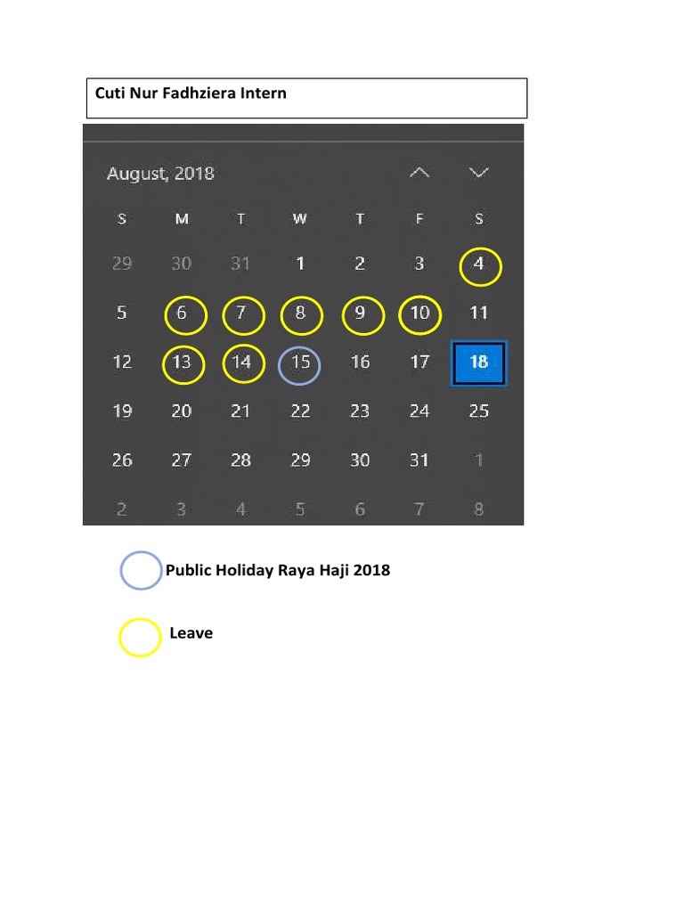 Raya Haji 2018 Leave Request | PDF