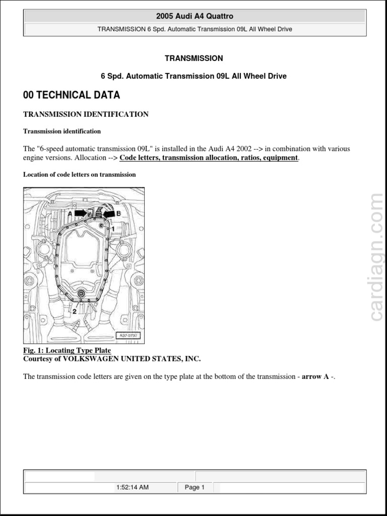 6 Spd. Automatic Transmission 09L All Wheel Drive | PDF | Transmission ...
