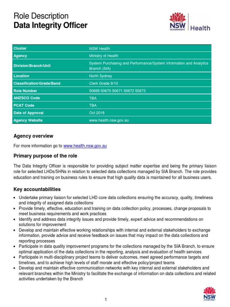 REQ73098 Data Integrity Officer | PDF | Information | Business Process