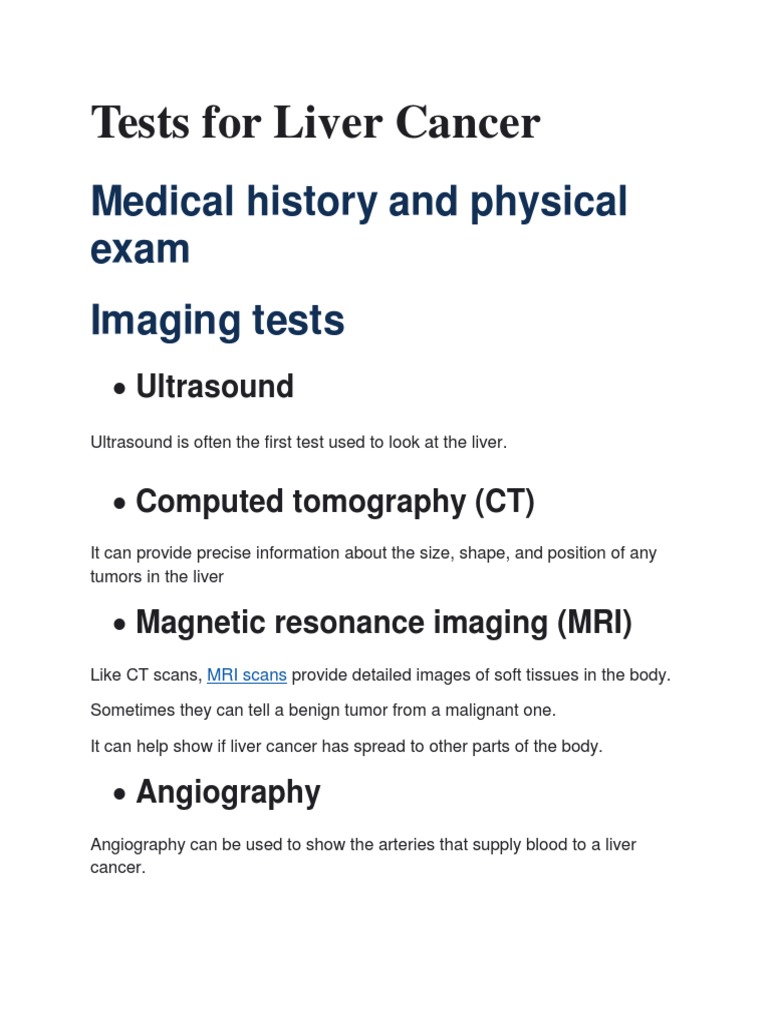 Tests For Liver Cancer | PDF