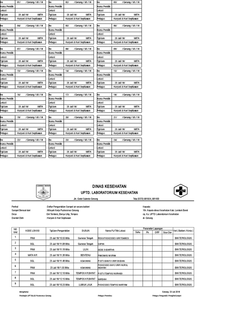 Label Sampel Air | PDF