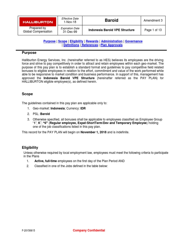 Indonesia Baroid VPE Structure - 1811 PDF | PDF | Payroll | Per Diem