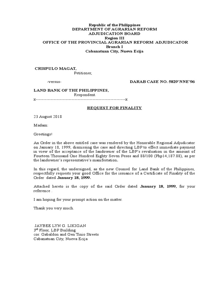 Certificate of Finality - Crispulo Magat | PDF