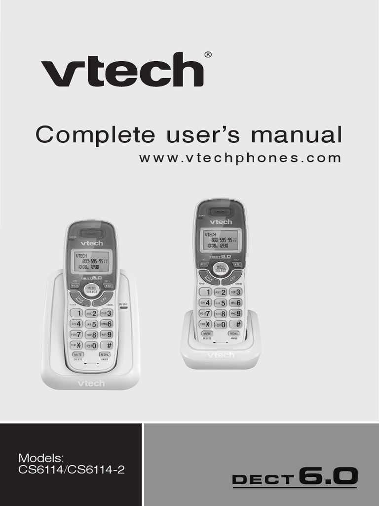 Vtech Dect 6 0 Cs6114 Users Manual 110286 | PDF | Telephone Numbering ...