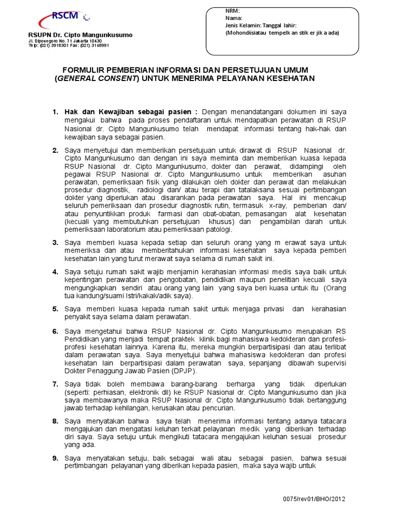75 Formulir General Consent 1 PDF | PDF