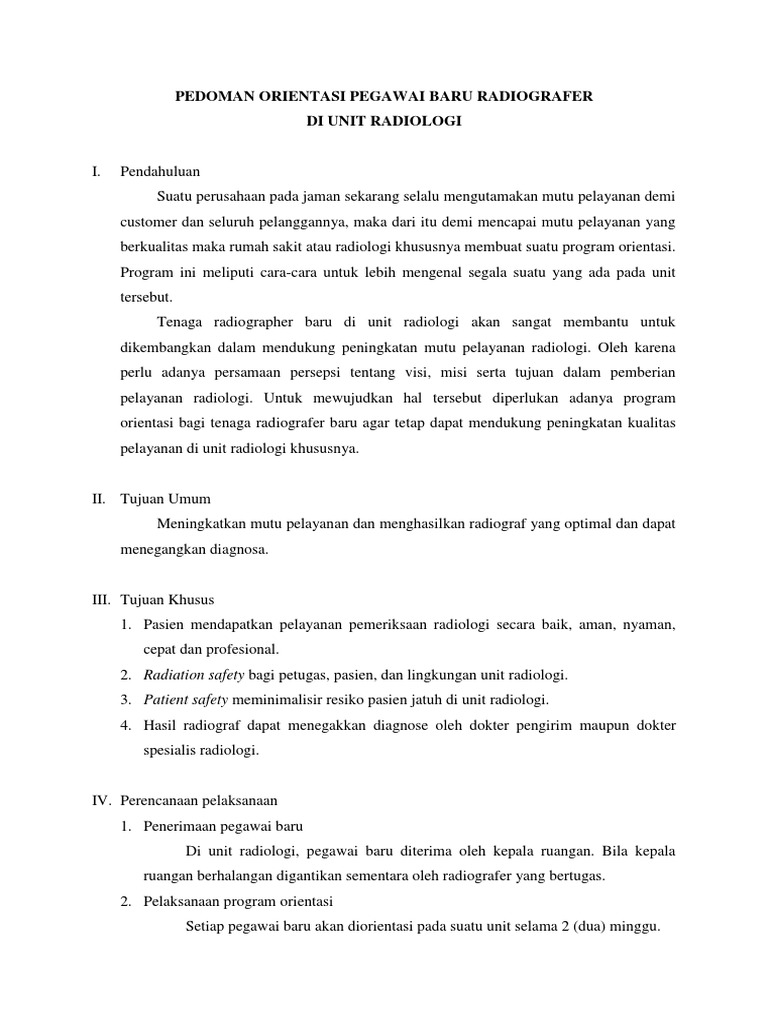 Program Orientasi Unit Radiologi | PDF