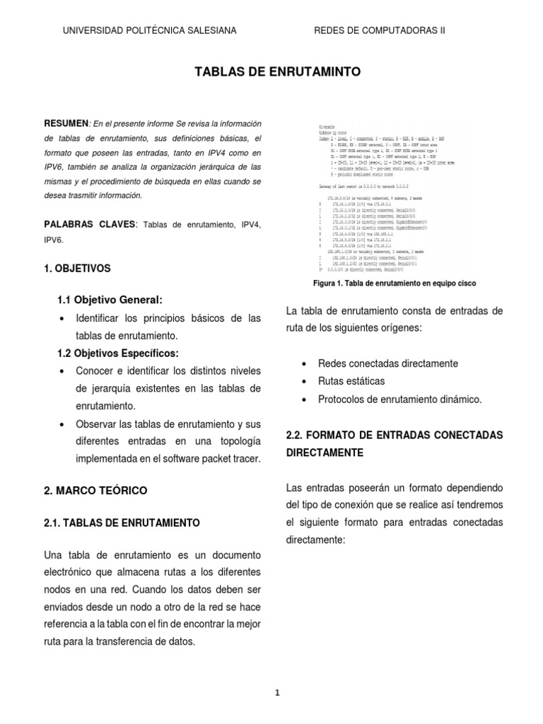 Tablas de Enrutamiento | PDF | Enrutador (Computación) | Dirección IP