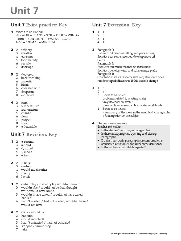 Unit 7: Extra Practice: Key Extension: Key | PDF | Petroleum | Water
