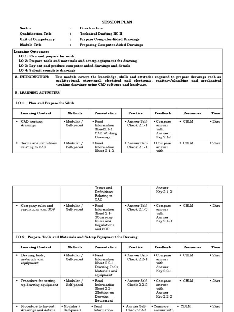 Session Plan | PDF | Computer Aided Design | Drawing