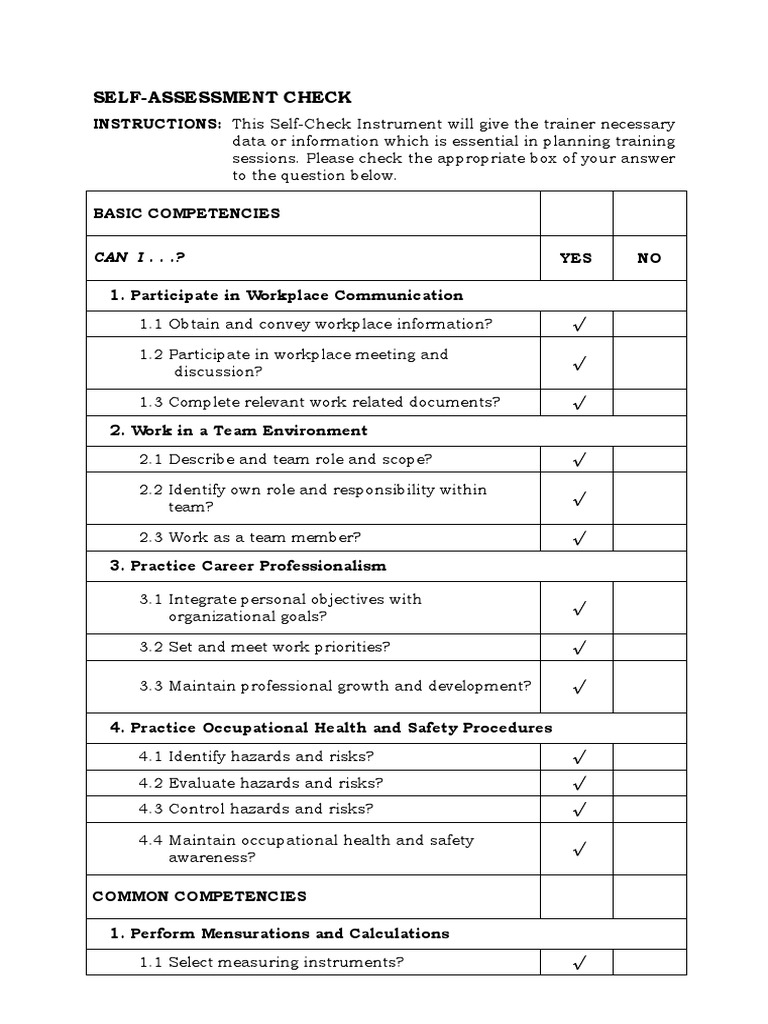 Self-Assessment Check: Can I - . .? | Download Free PDF | Technical ...