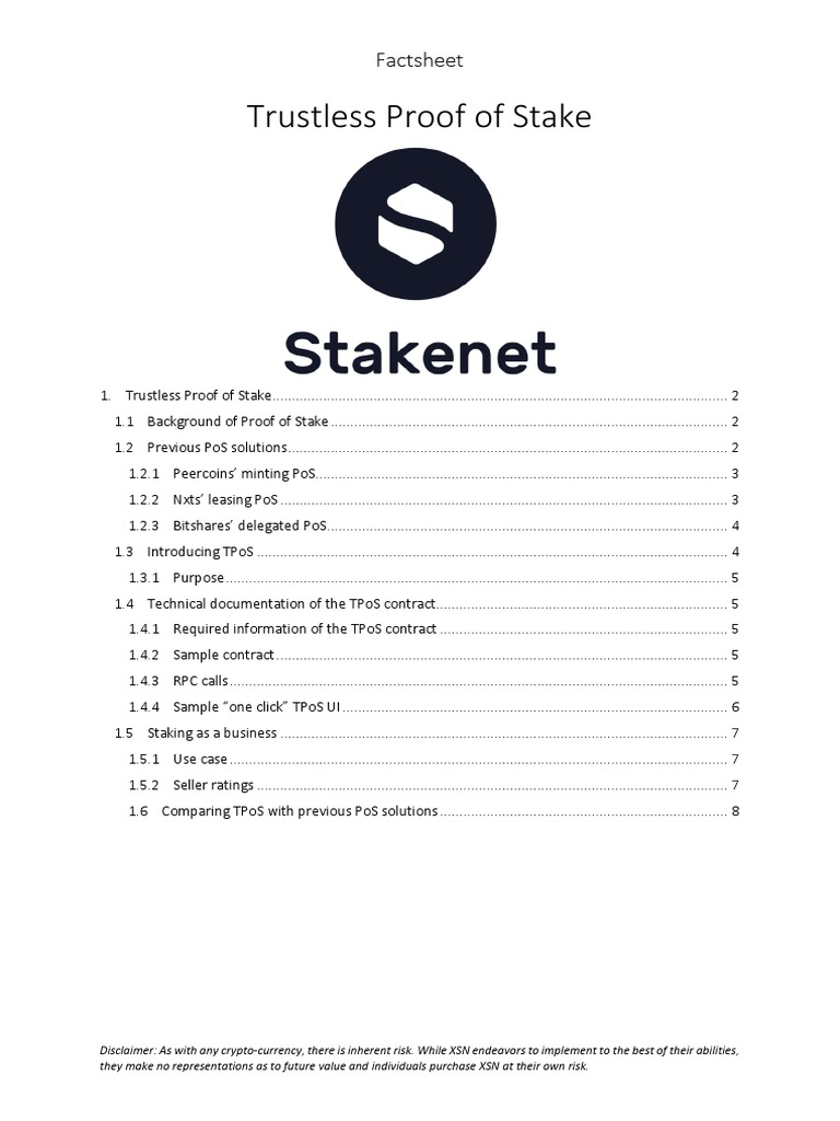 TPoS Factsheet | PDF | Cryptocurrency | Bitcoin