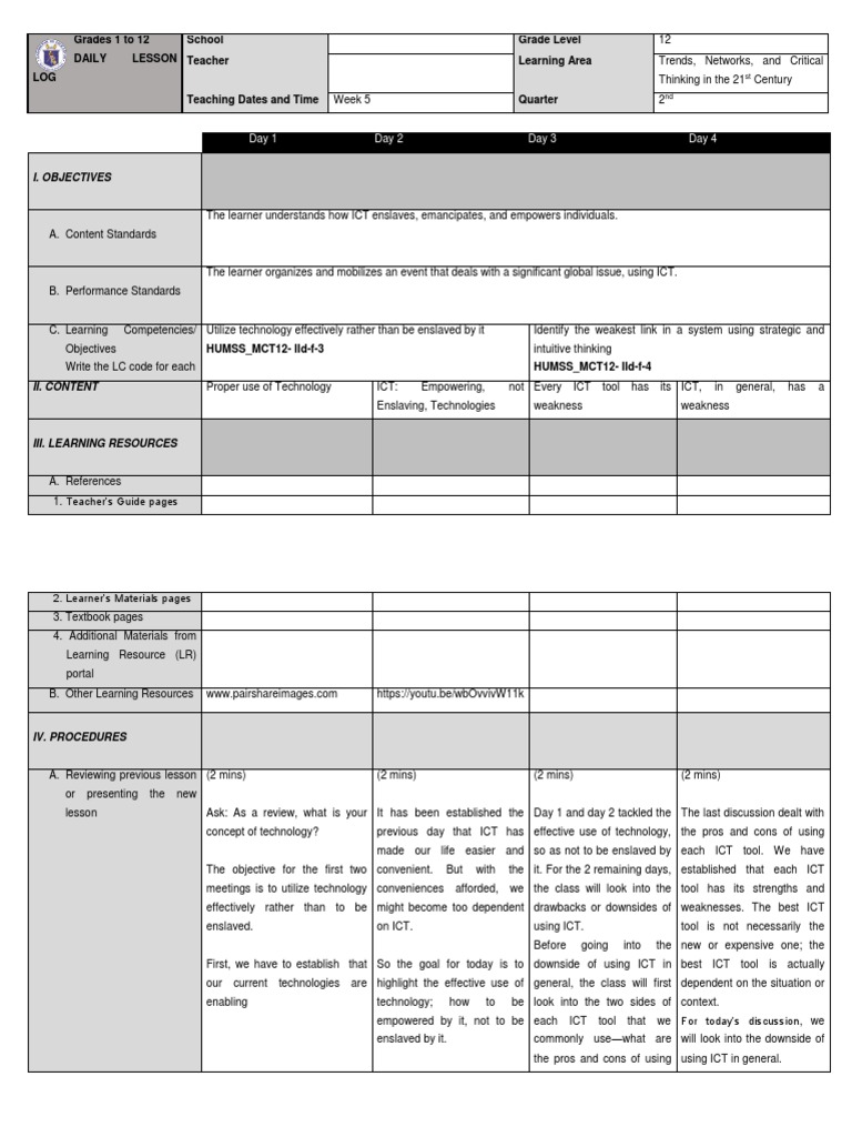 DLP TRENDS Q2 ICT - Proper Use of Technology | PDF | Educational ...