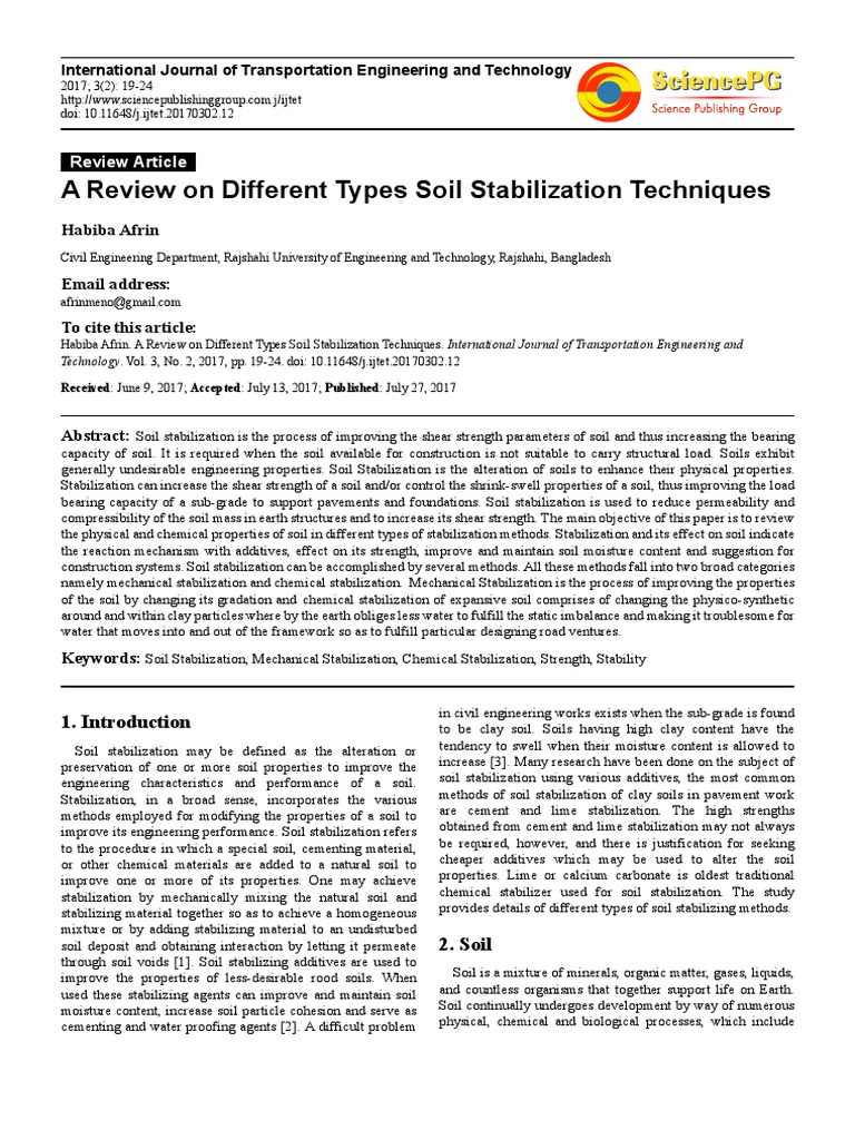 Types of Soil Stabilization Techniques | PDF | Cement | Fly Ash