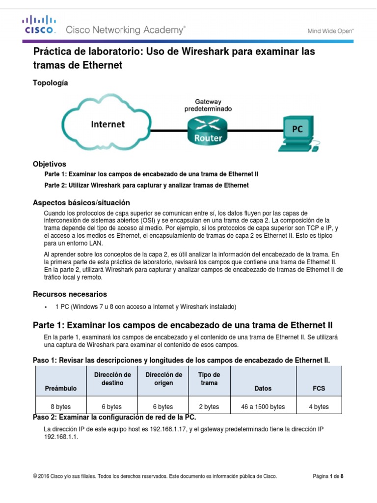 5.1.1.7 Lab - Using Wireshark To Examine Ethernet Frames | Descargar gratis PDF | Protocolos de ...