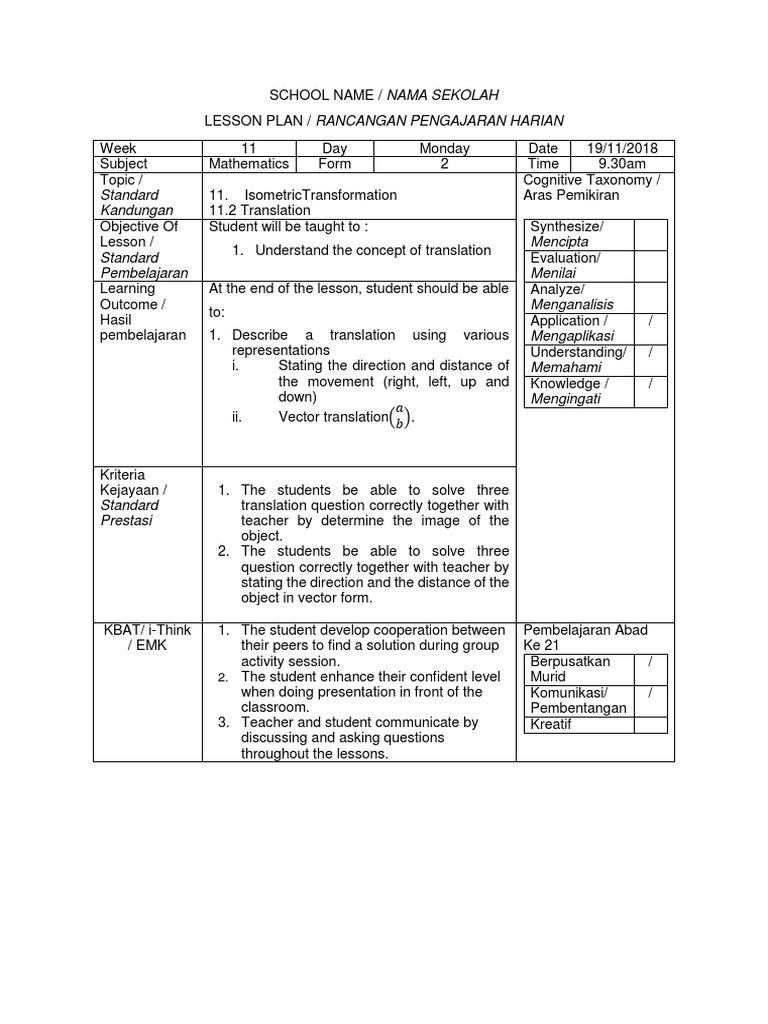 Lesson Plan Transformation | PDF | Teachers | Behavior Modification