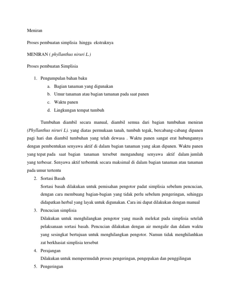 Ulvi Meniran Simplisia Dan Ektrak | PDF | Griya & Taman | Sains ...