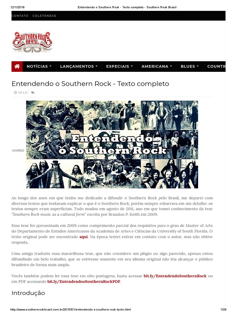 Entendendo o Southern Rock | PDF | Rock and Roll (música) | Blues