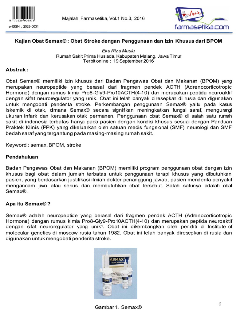 Kajian Obat Semax® untuk Stroke | PDF