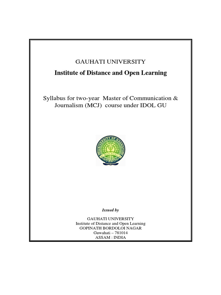 GAUHATI UNIVERSITY MCJ Syllabus | PDF | Mass Media | Journalism