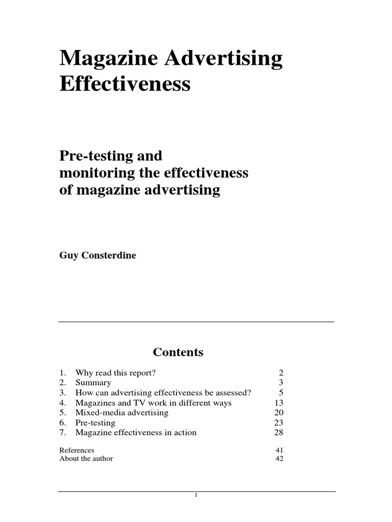 Research On Magazine Advertisement Effectiveness | PDF | Advertising ...
