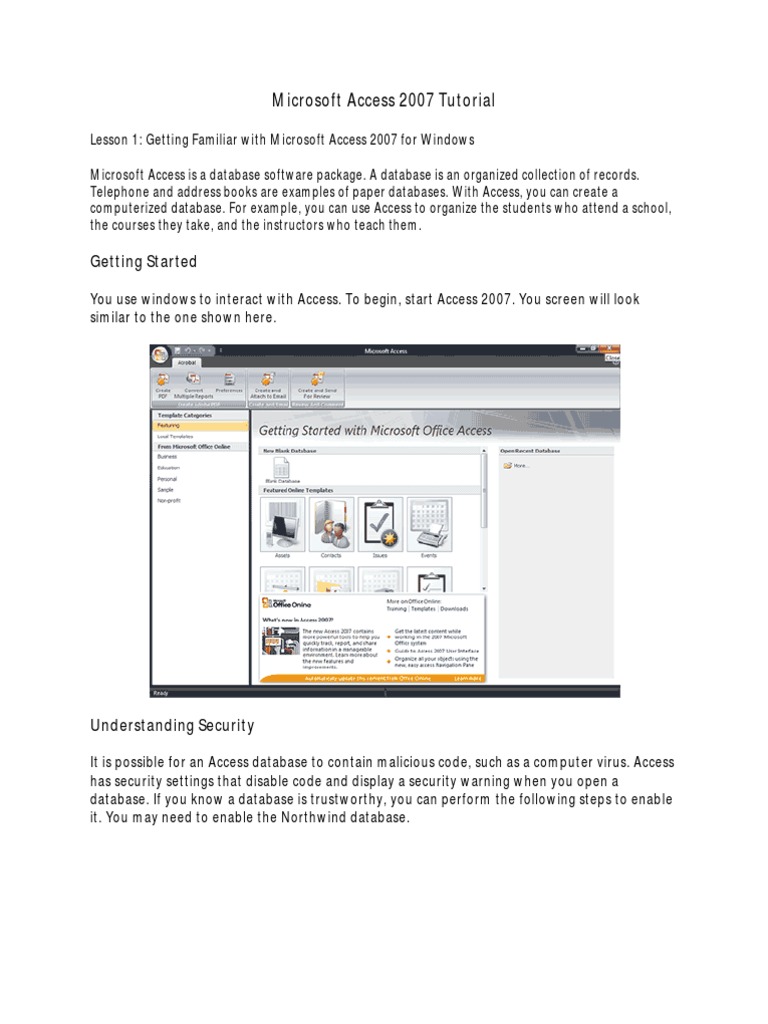 MS Access Tutorial 2007 | PDF