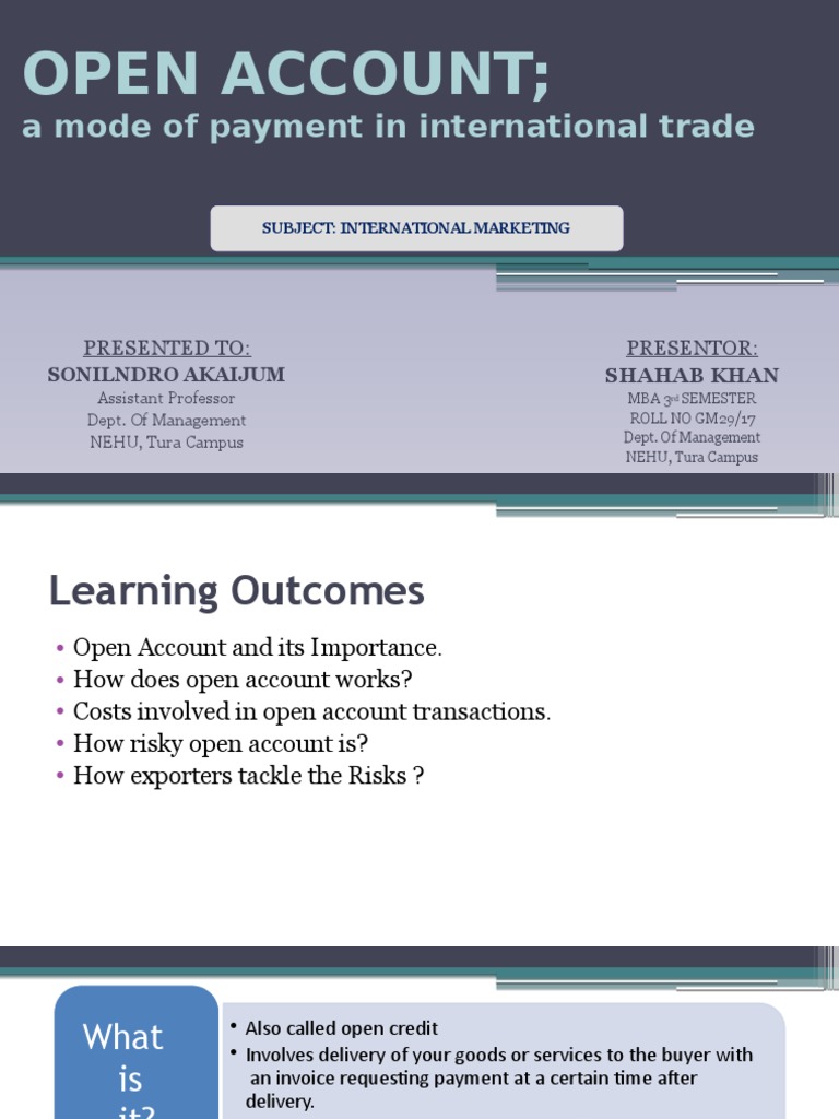 Open Account : A Mode of Payment in International Trade | PDF ...