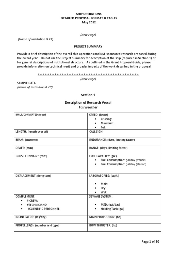 Ship Operations Proposal Format | PDF | Ships | National Science Foundation
