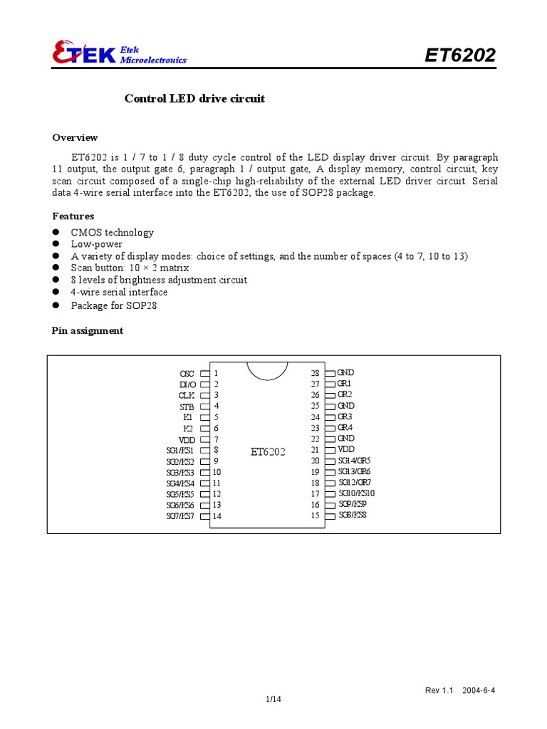 Control LED Drive Circuit: Features | PDF | Input/Output | Random Access Memory
