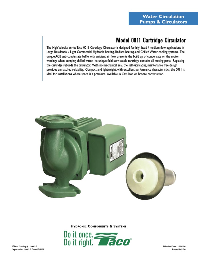 Taco 0011 Circulator Pump | PDF | Hvac | Air Conditioning