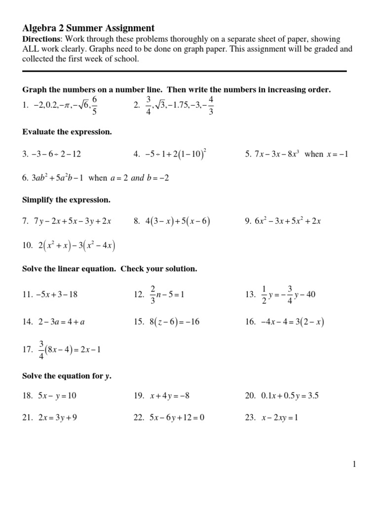 Algebra 2 Summer Assignment: X X X X | PDF | Equations | Algebra