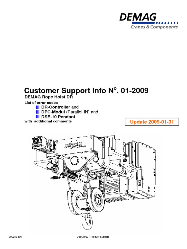 Customer Support Info N - 01-2009: DEMAG Rope Hoist DR DR-Controller ...