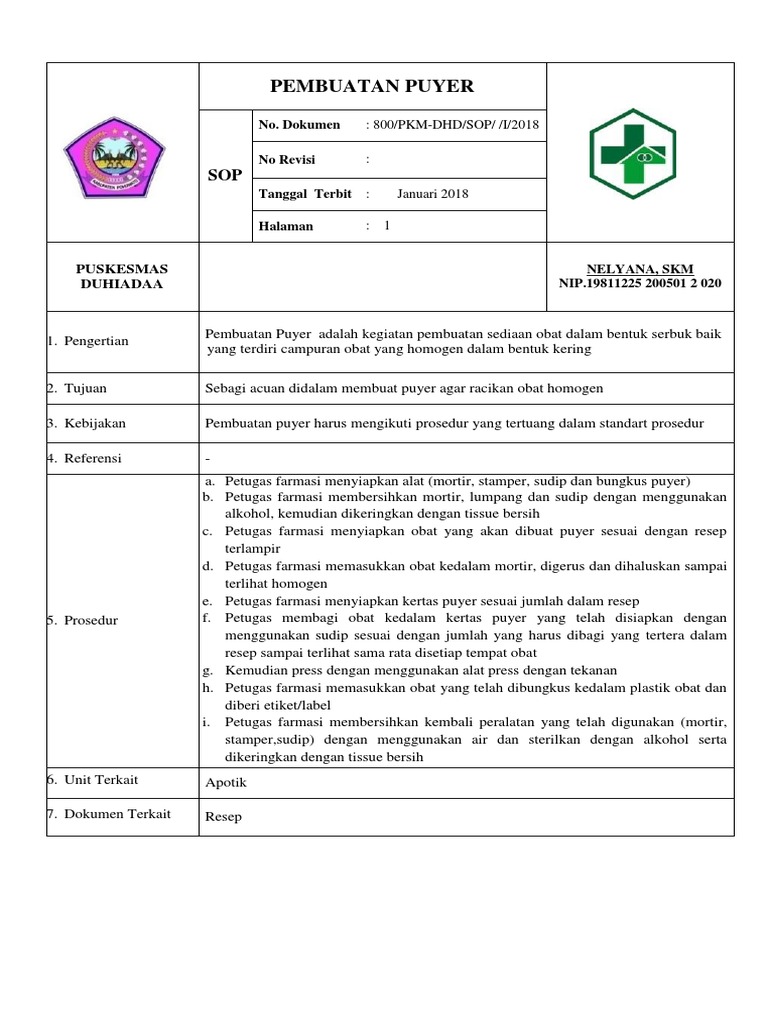 Sop - Pembuatan Puyer | PDF