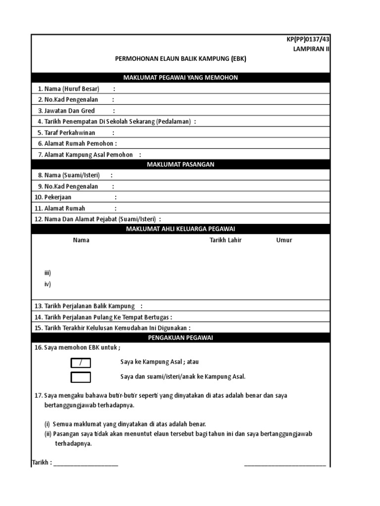 Borang II. EBK | PDF