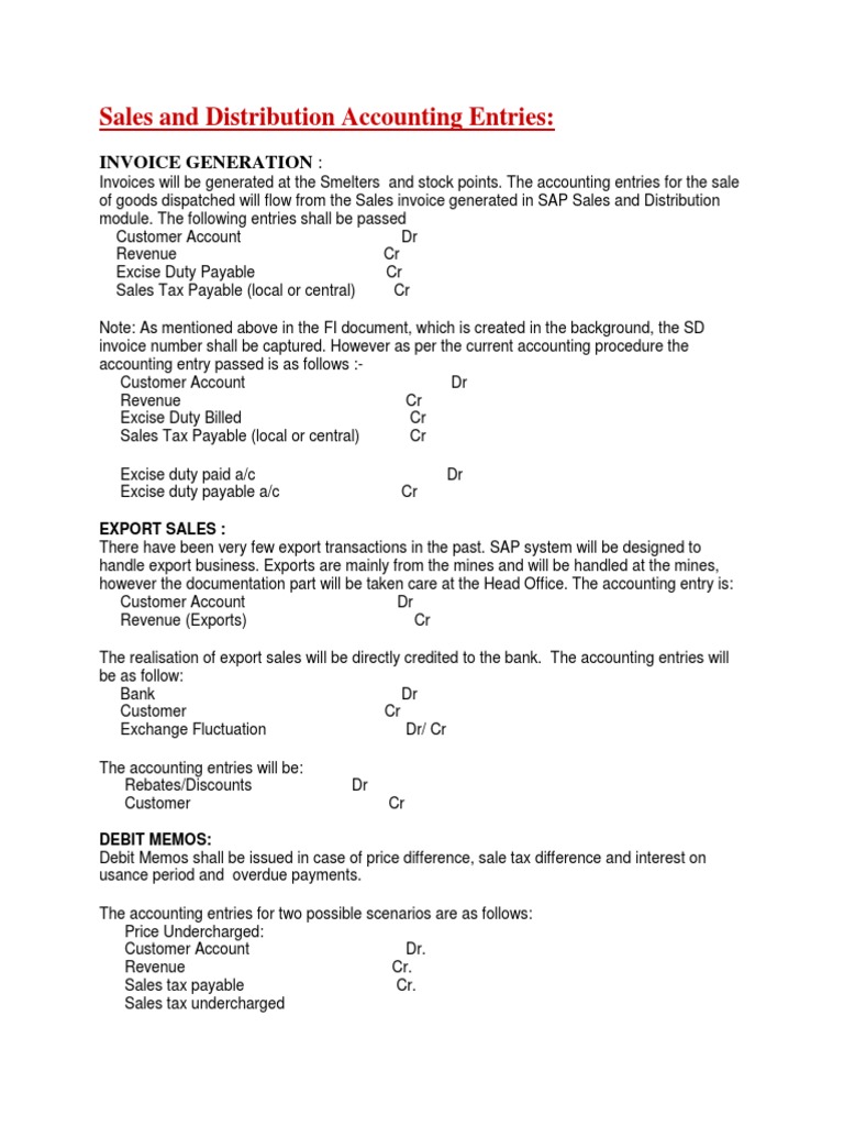 SAP Accounting Entries | PDF | Invoice | Debits And Credits