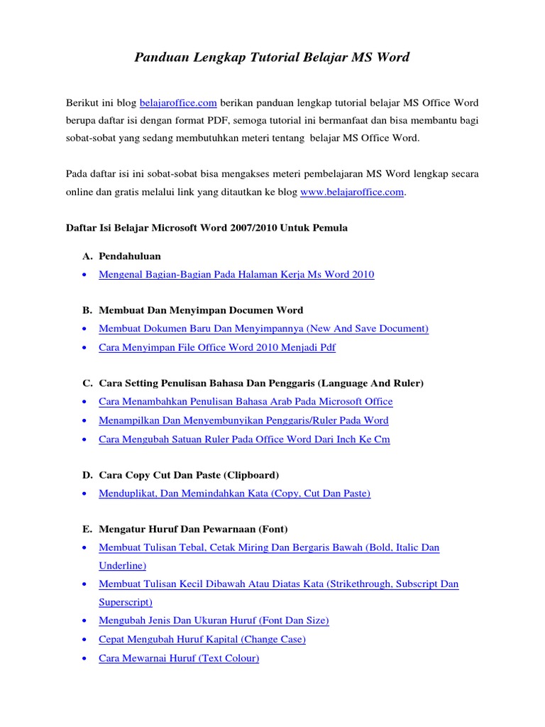 Panduan Lengkap Tutorial Ms Word | PDF Panduan Lengkap Tutorial Ms Word | PDF